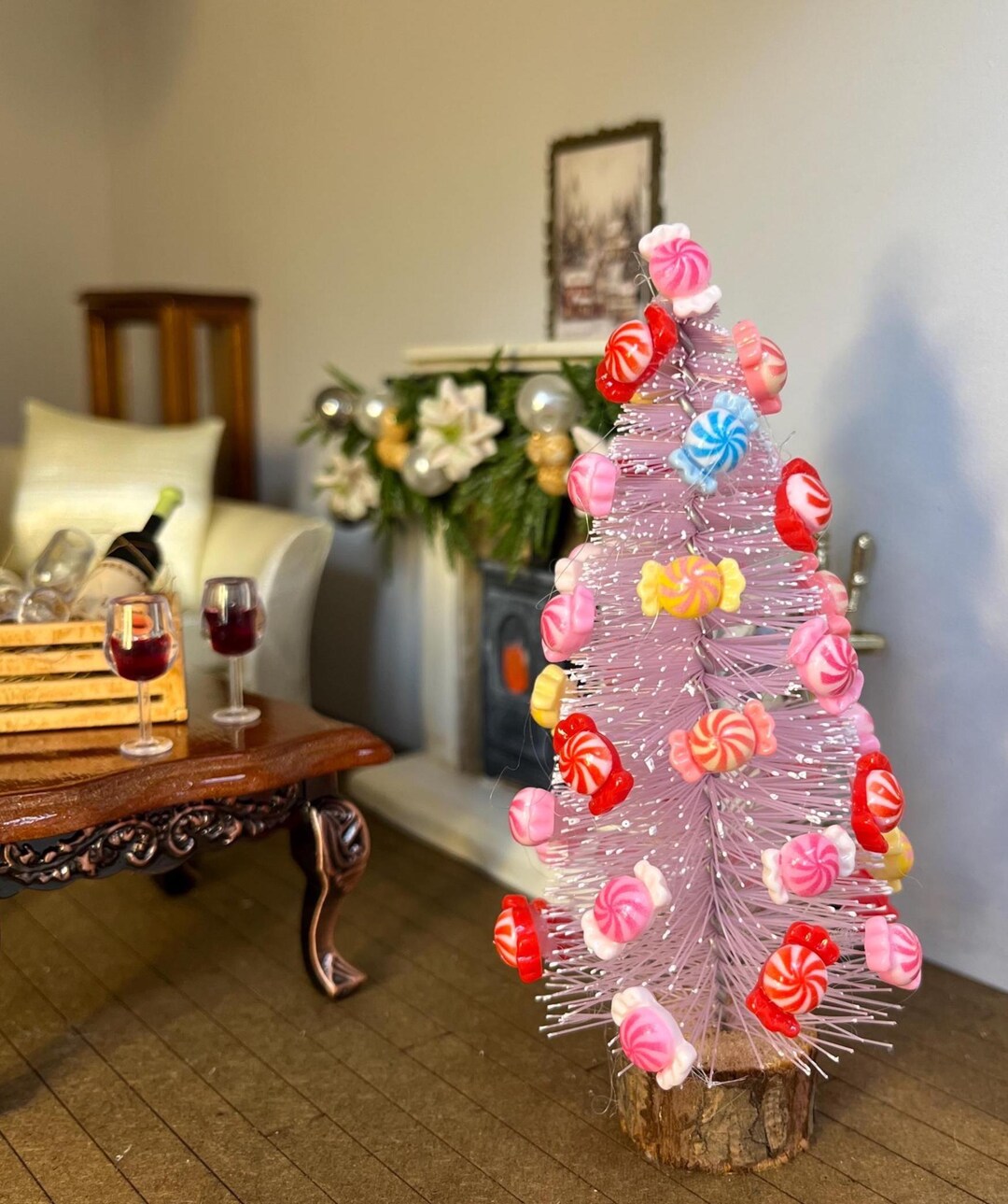 LIMITED EDITION - Hand Decorated Kitsch Pink Sweetie Christmas Tree (1: ...