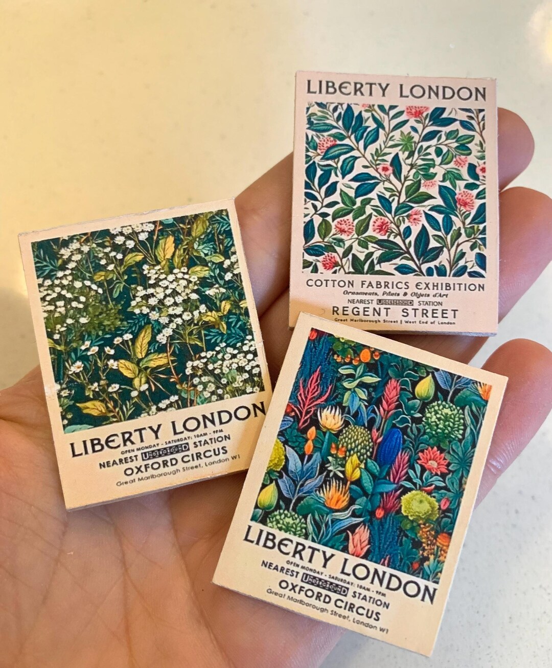 DOLLS HOUSE 1:12 Scale Set of 3 Vintage Liberty Prints (mounted or ...