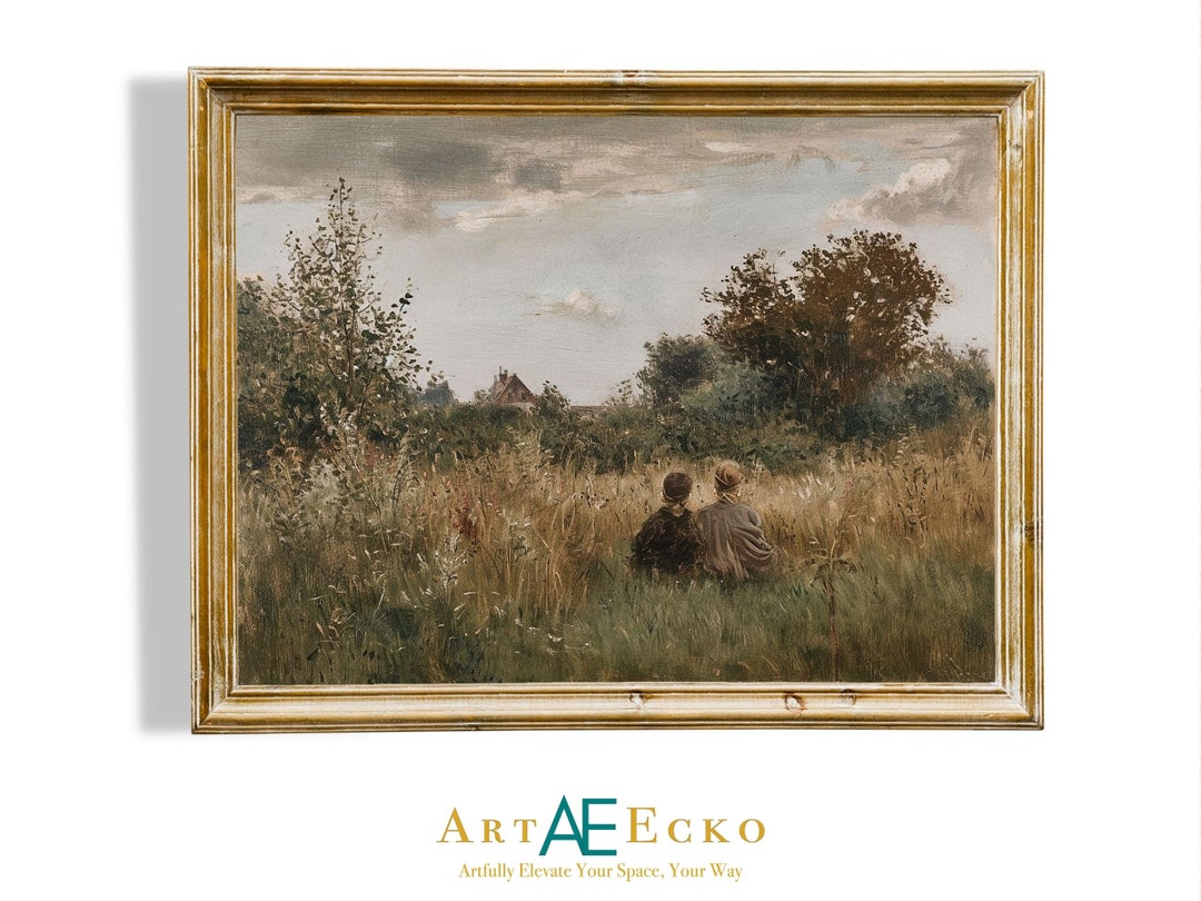 Rustic Meadow Vintage Landscape PRINTABLE Wall Art Painting Country ...