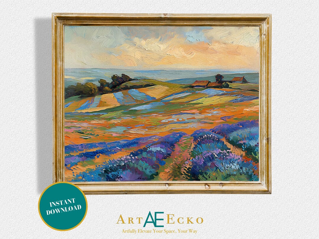 Farmhouse Landscape Print Abstract Farm Art PRINTABLE Wall Art ...