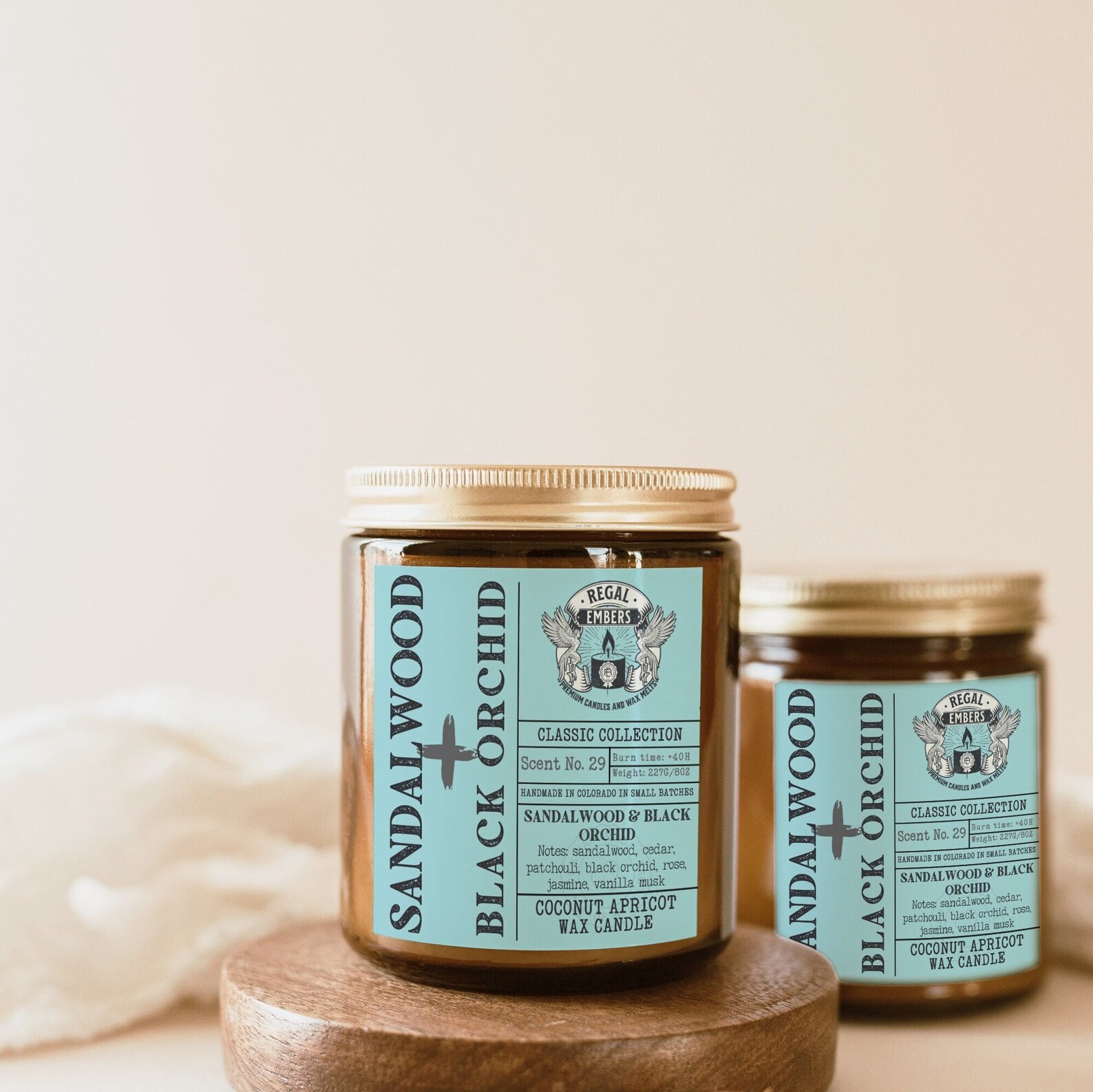 Sandalwood & Black Orchid Handmade Custom Candle - Clean Burning 8oz or ...