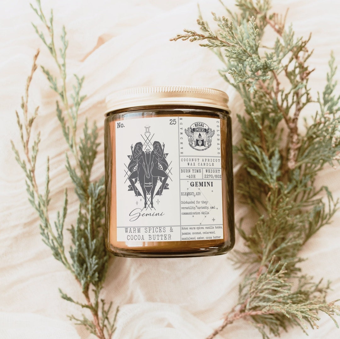 Gemini Handmade Art Deco Zodiac Candle Custom Apothecary - Etsy