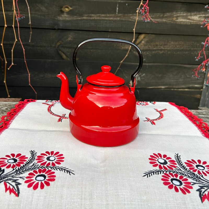Red Teapot - Etsy