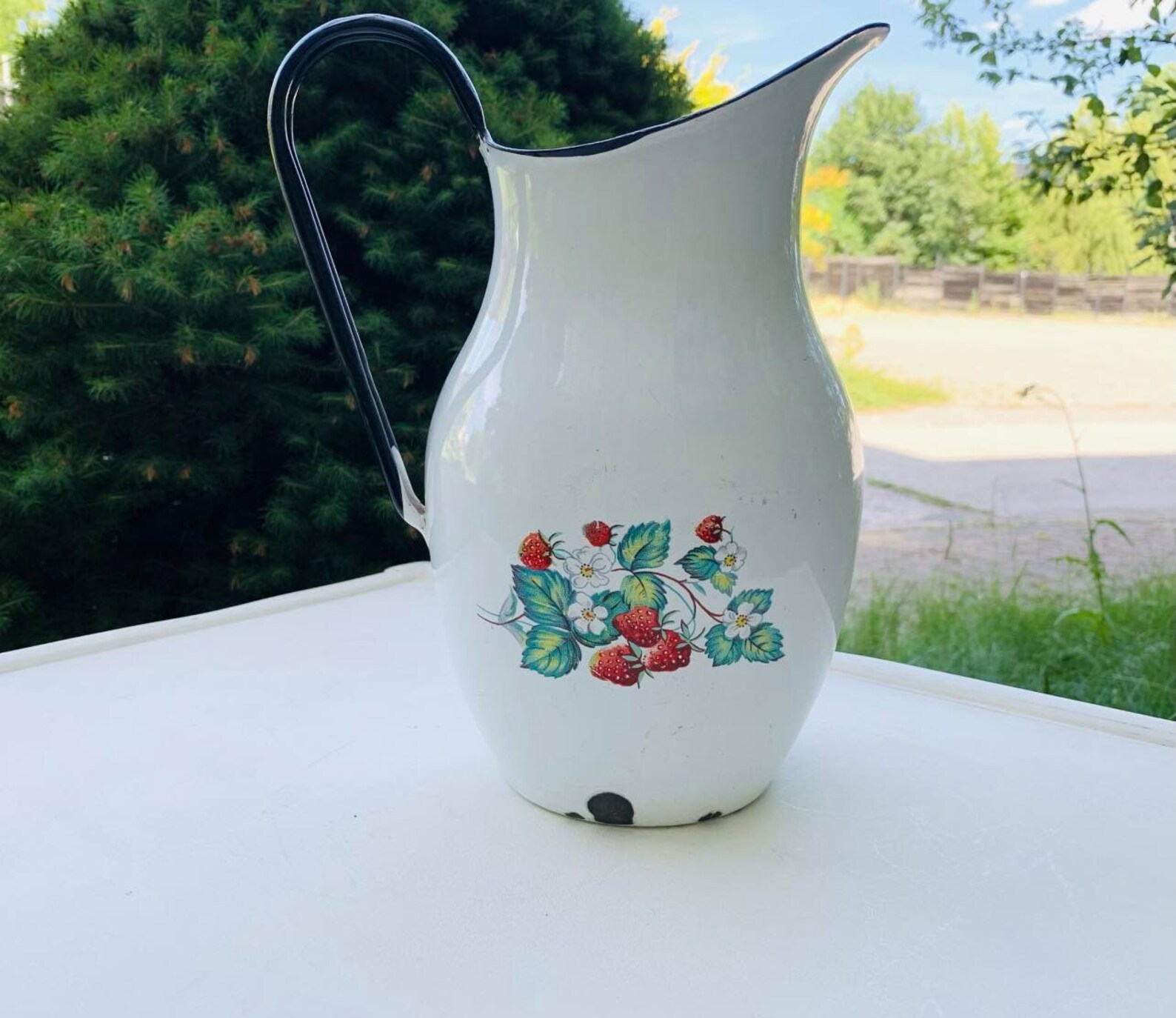 Enamel Jug and Bowl Set, Washing Set Pitcher and Wash Bowl, Antique Jug ...