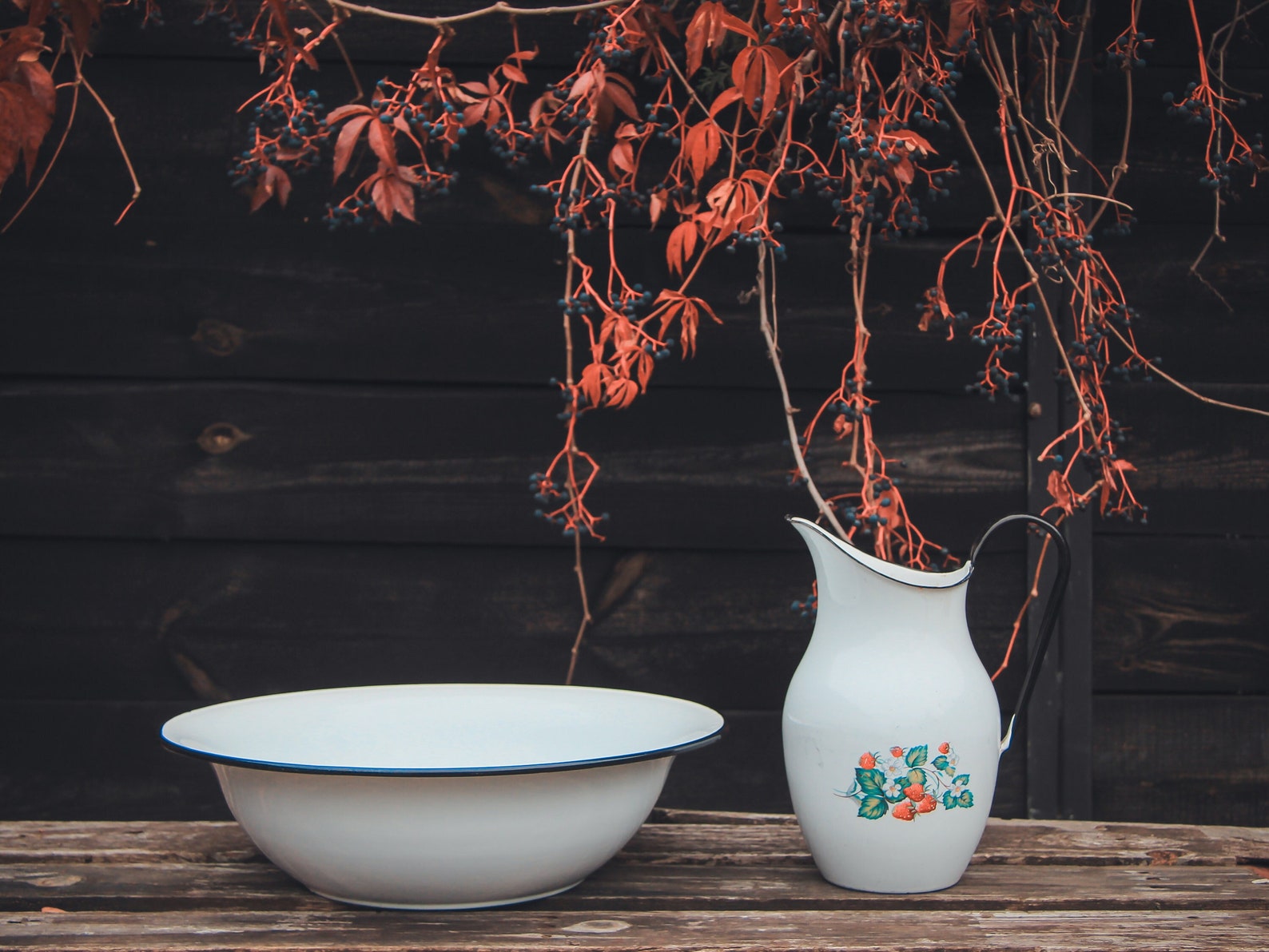 Enamel Jug and Bowl Set Washing Set Pitcher and Wash Bowl - Etsy
