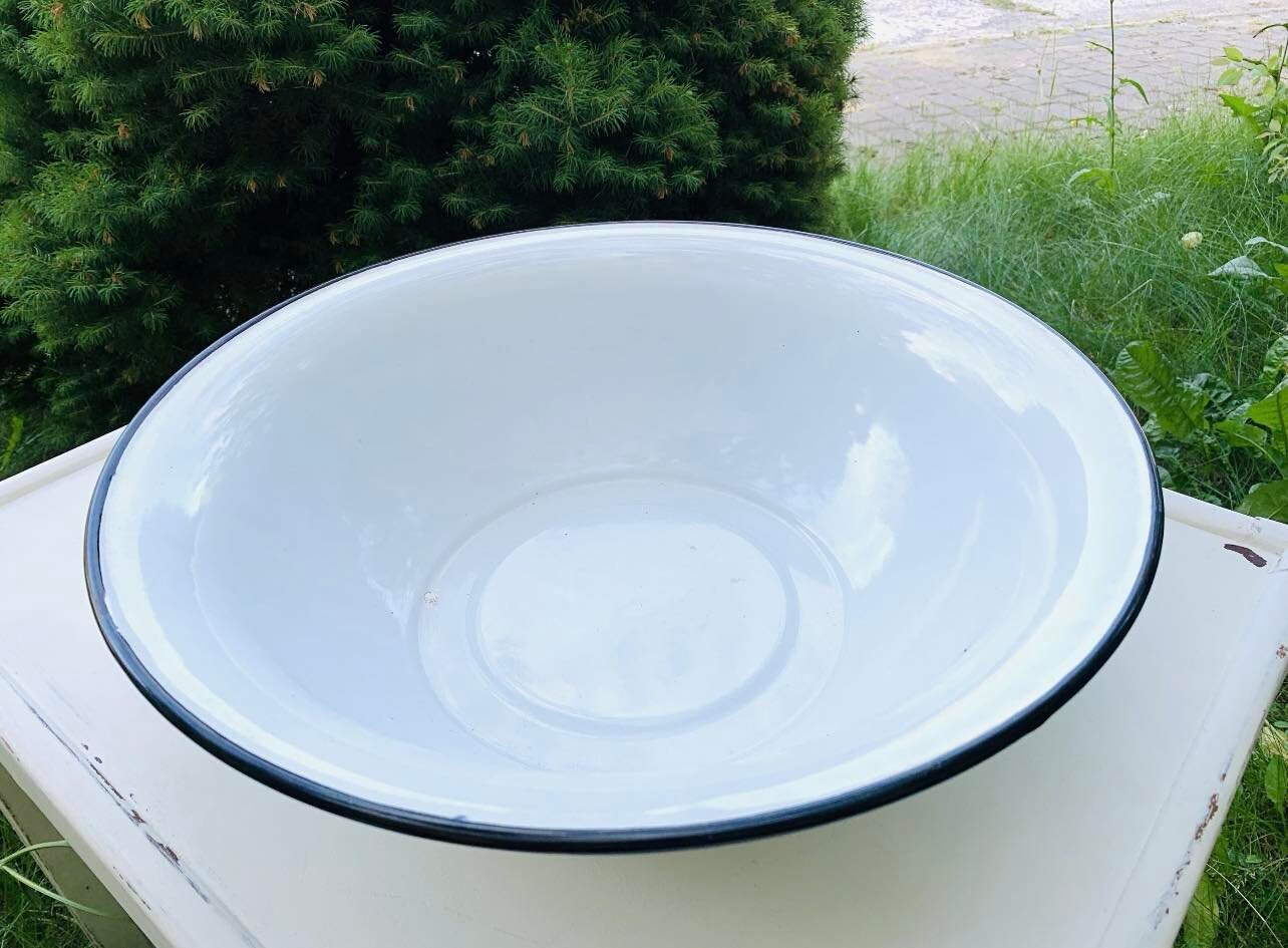 Enamel Jug and Bowl Set, Washing Set - Pitcher and Wash Bowl, Antique ...