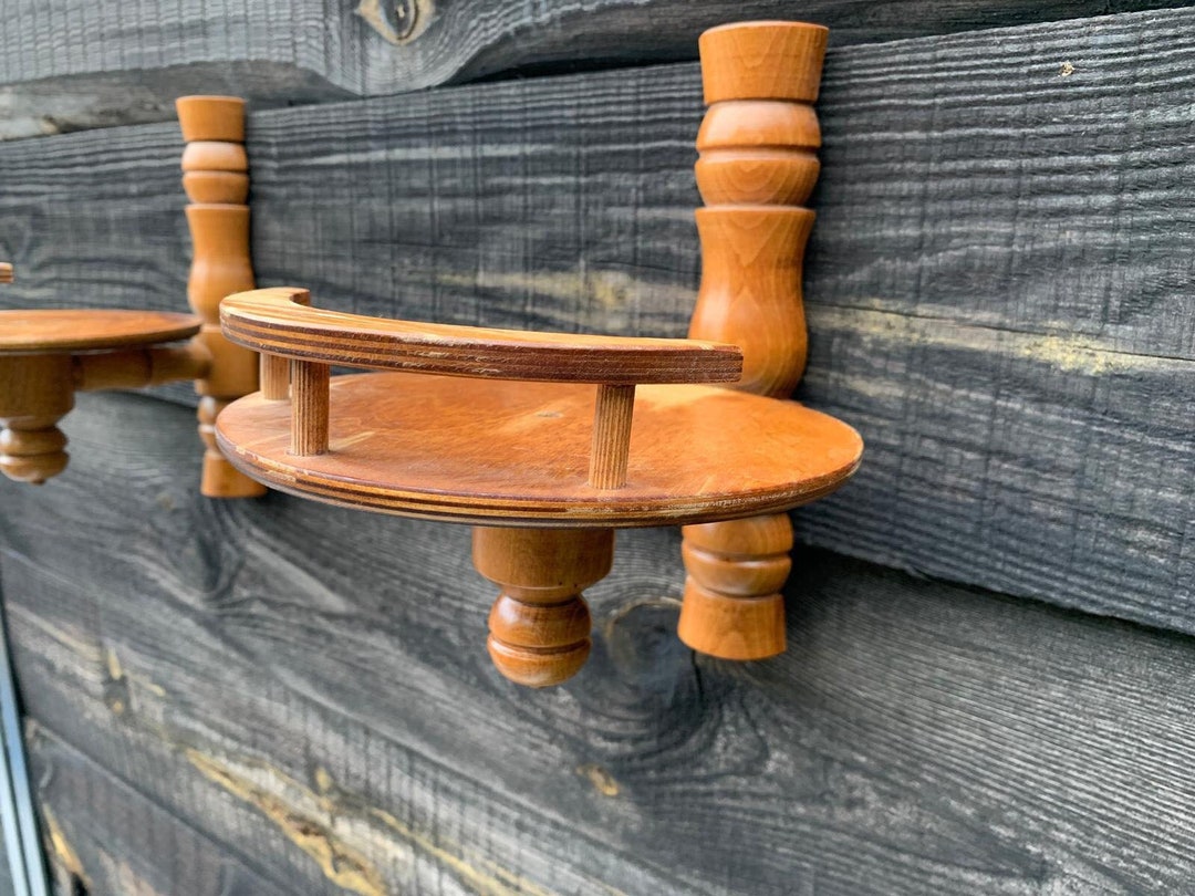 Vintage Wooden Flower Stand, Handmade Wall Flower Rack, Flower Shelf ...