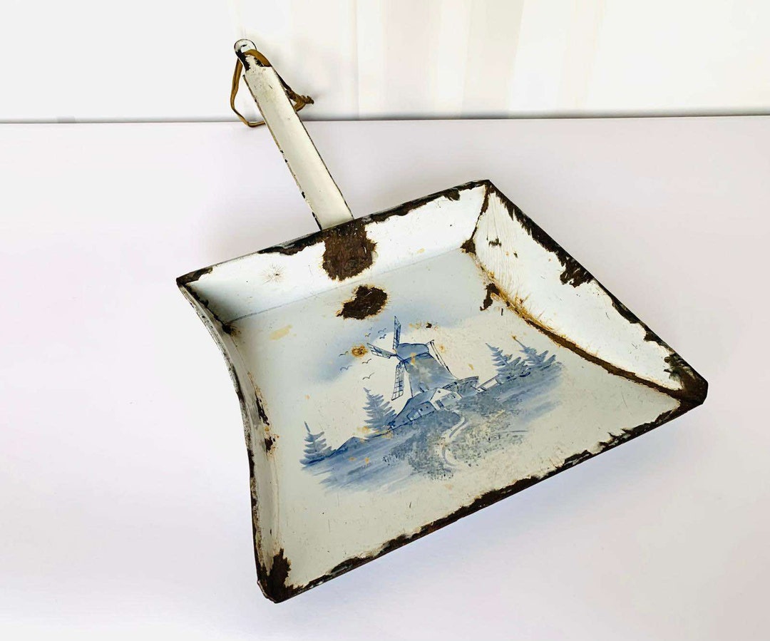 Blue and White Dust Pan, Old Dutch Enamel Dust Pan, Enameled Shovel ...