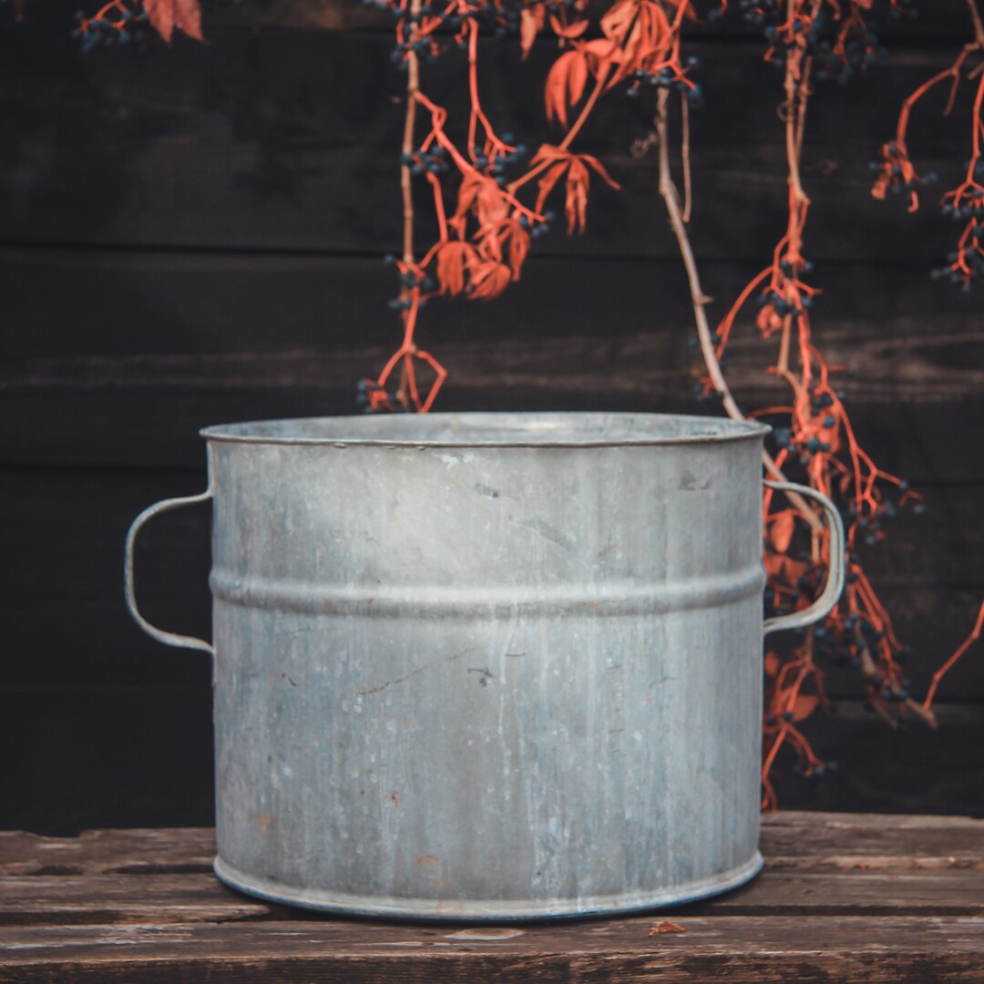 Zinc Wash Bucket Garden Decor Galvanized Metal Sink With - Etsy