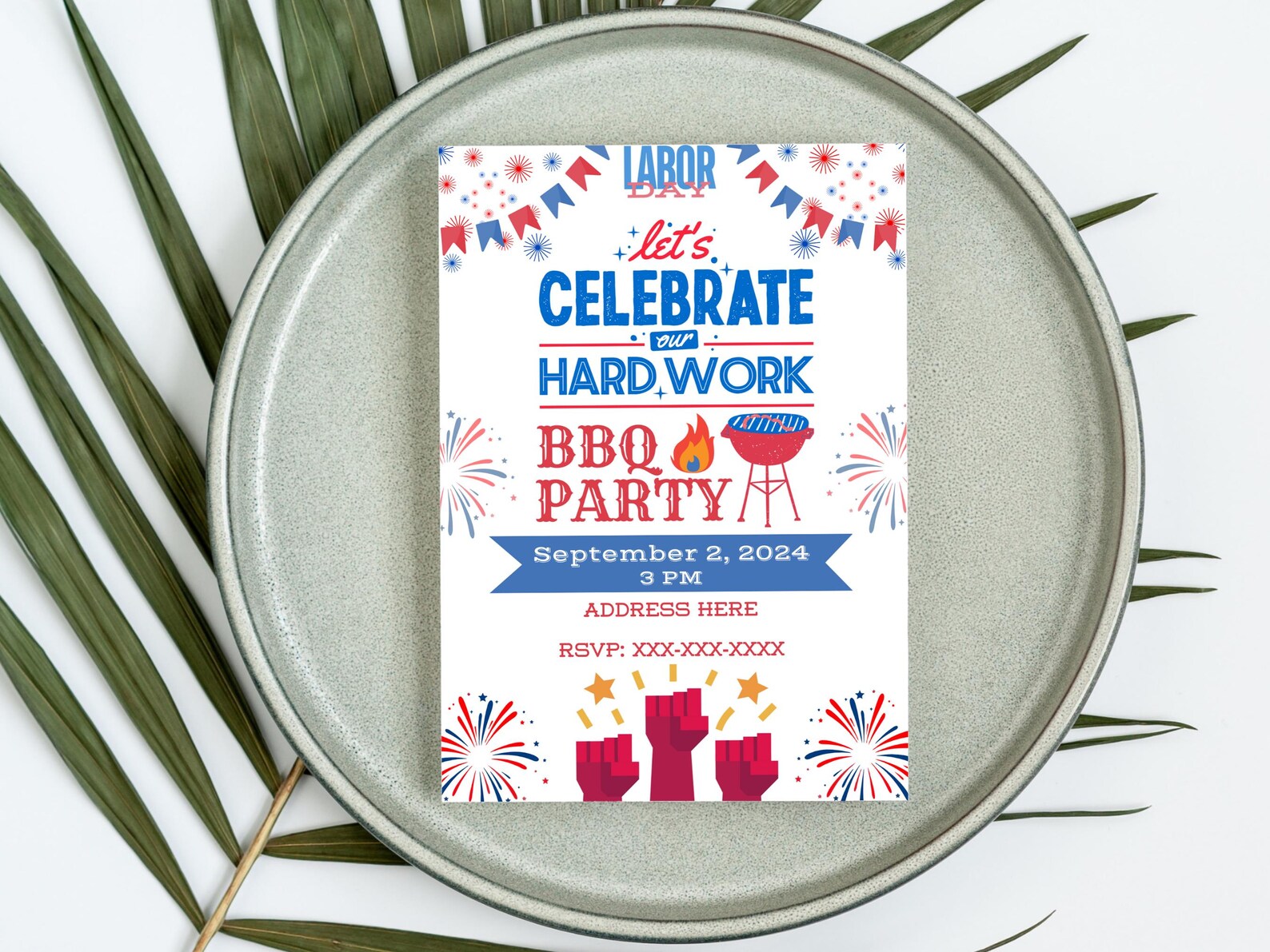 Editable Labor Day BBQ Party Invitation Template Digital Template ...