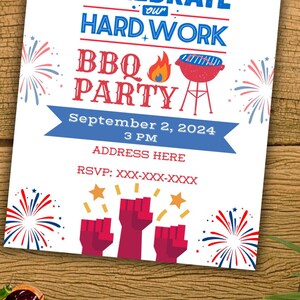 Editable Labor Day BBQ Party Invitation Template Digital Template ...