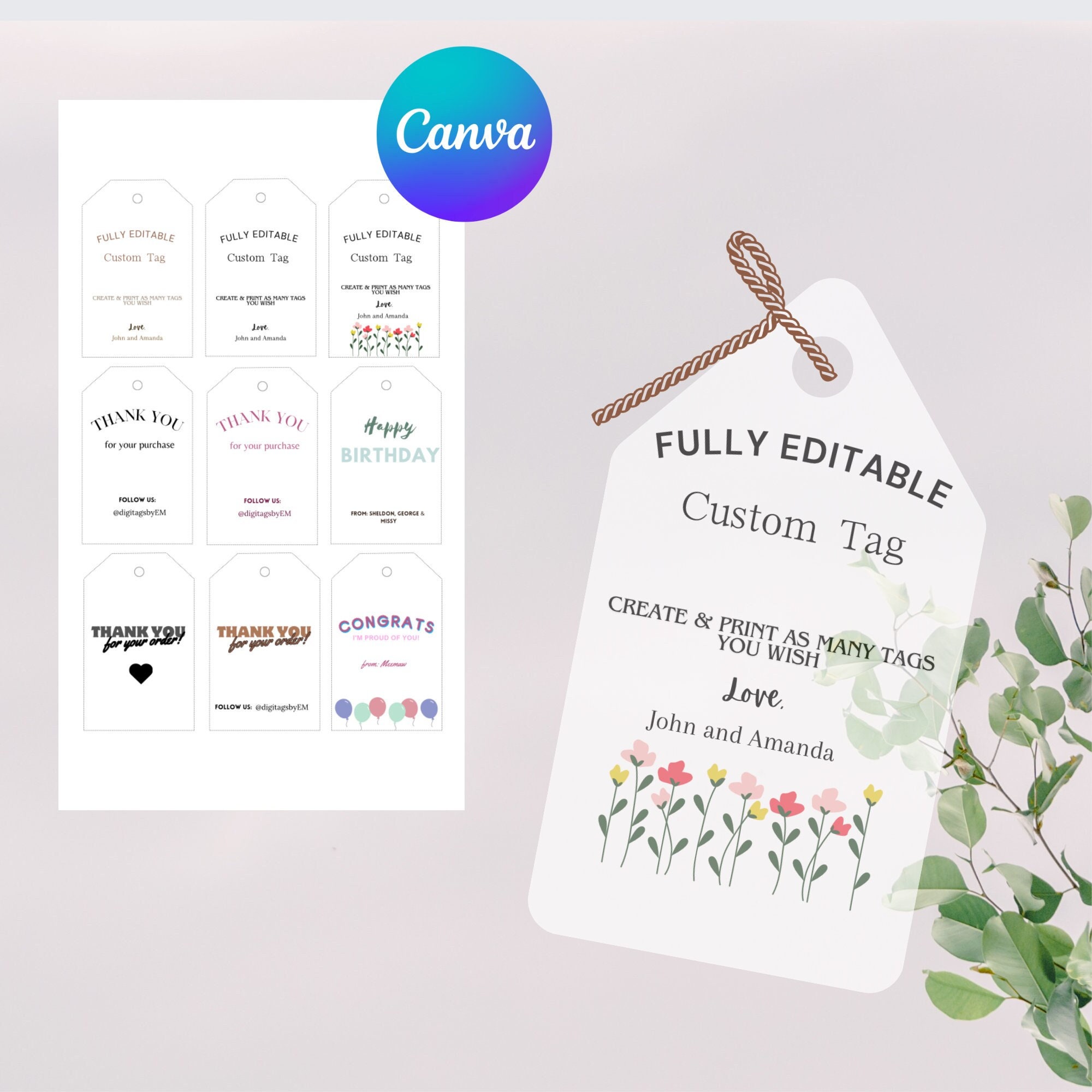 Editable Tag Template Custom Gift Tag Congratulations Tag Template Hang ...