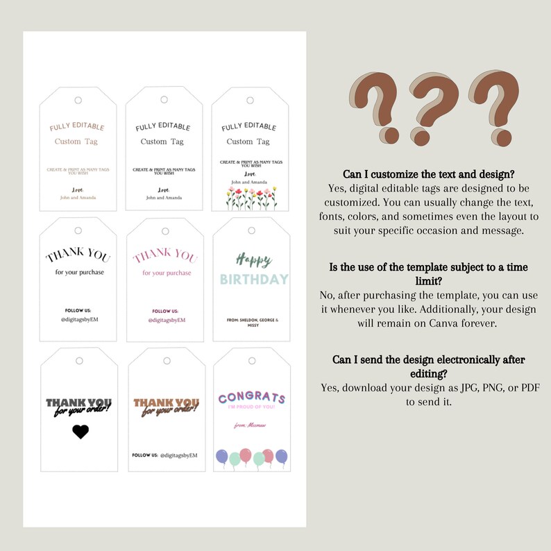 Editable Tag Template Custom Gift Tag Congratulations Tag Template Hang ...