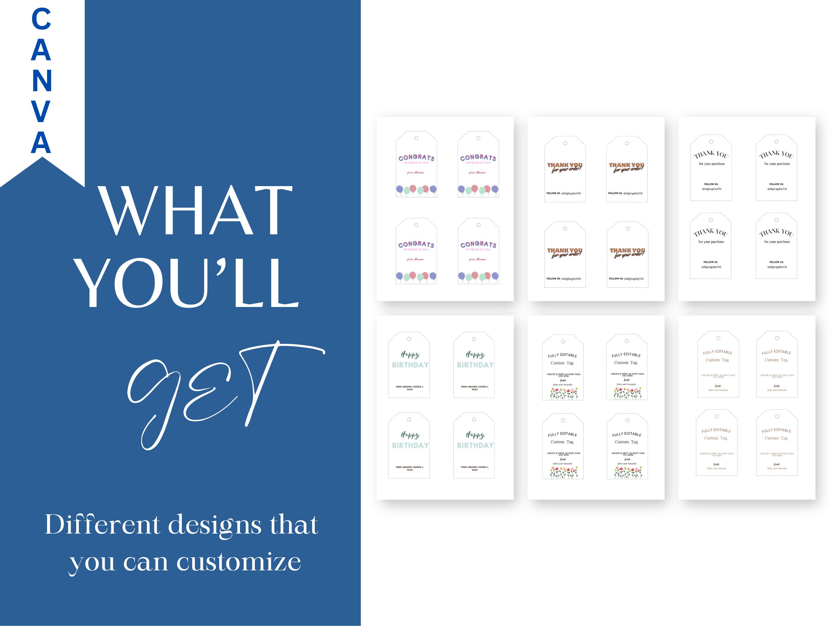 Editable Tag Template Custom Gift Tag Congratulations Tag Template Hang ...