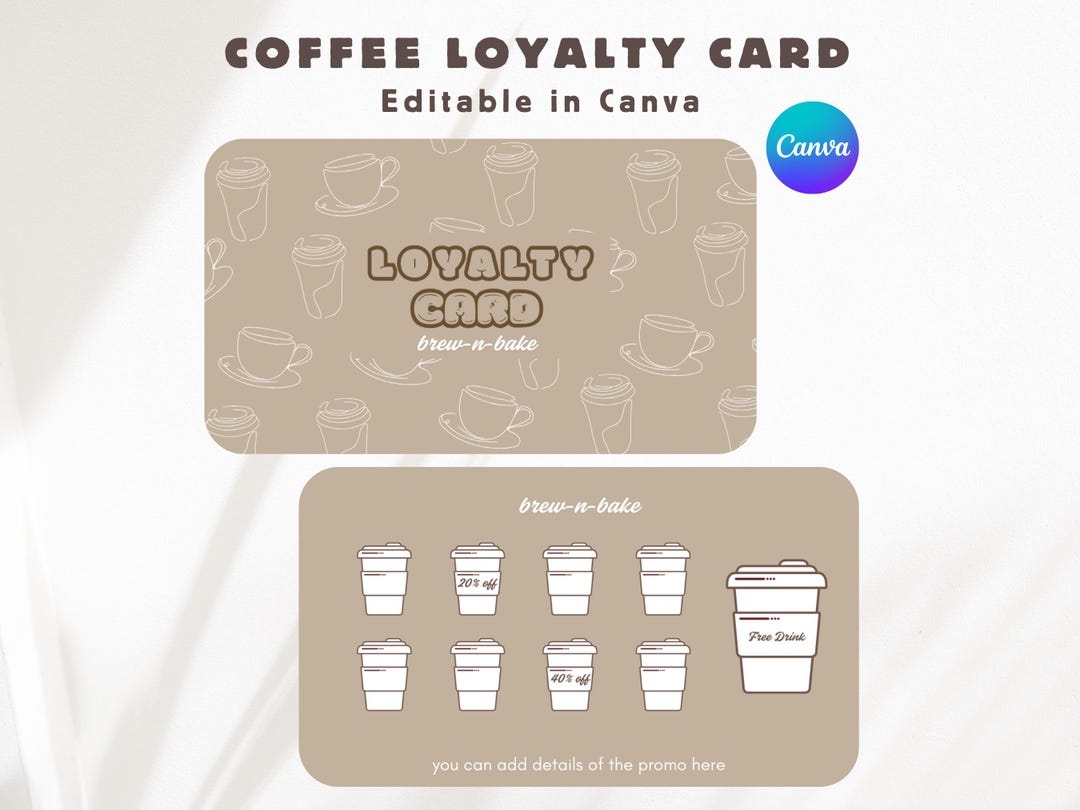 Coffee Loyalty Card Cafe Shop Loyalty Card Cafe Loyalty Card DIY ...