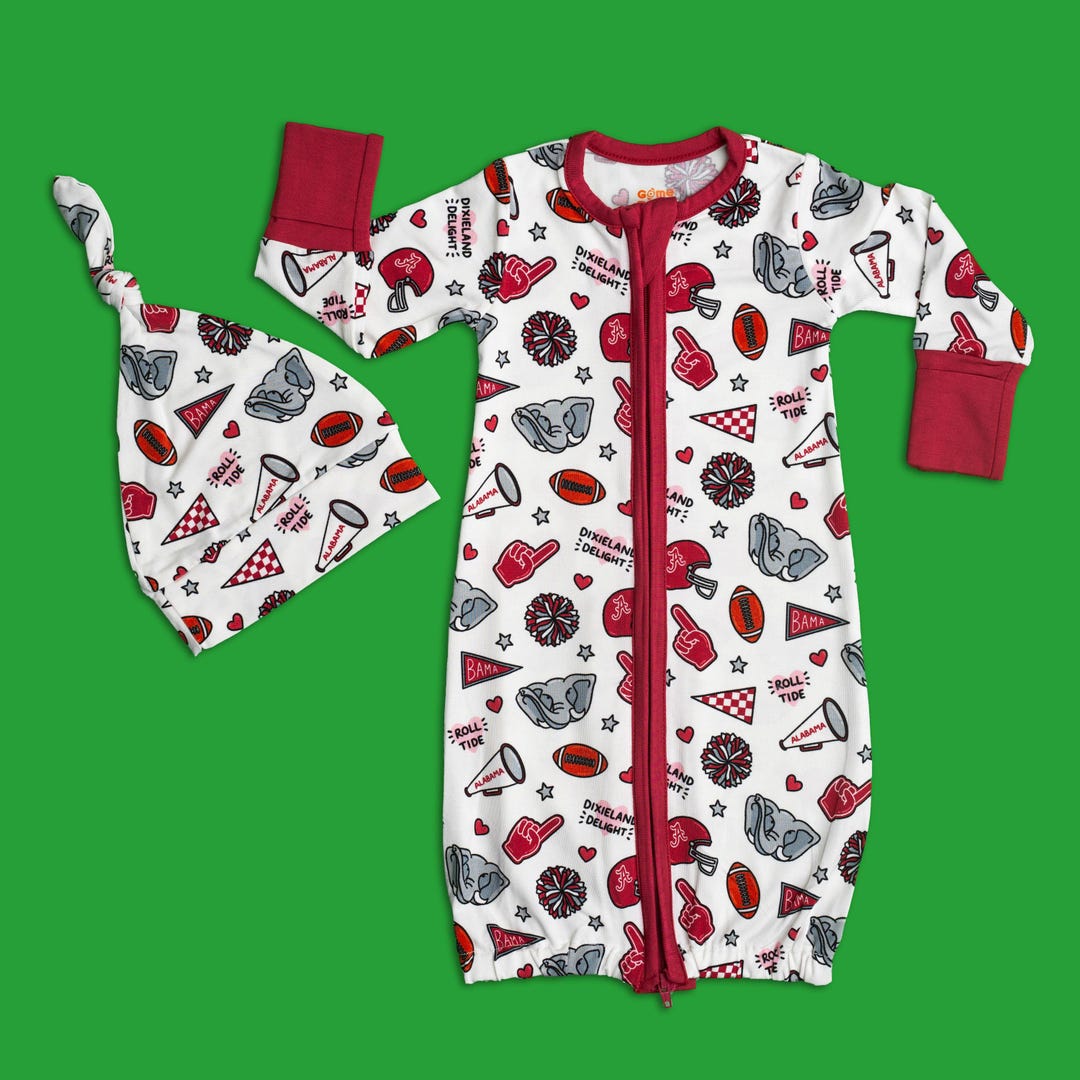 Alabama Football Bamboo Zippered Newborn Gown - Etsy