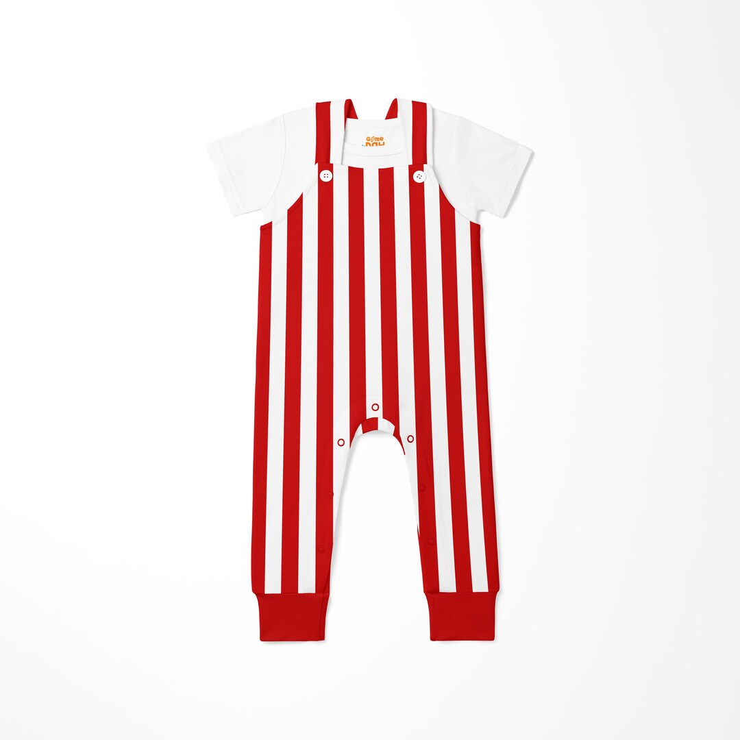 Red & White Striped Baby Overalls | Bamboo Toddler Overall Set | Infant ...