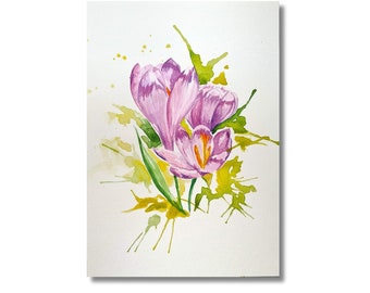 SPRING CROCUS Watercolor Flower Art Print by Danette - Etsy