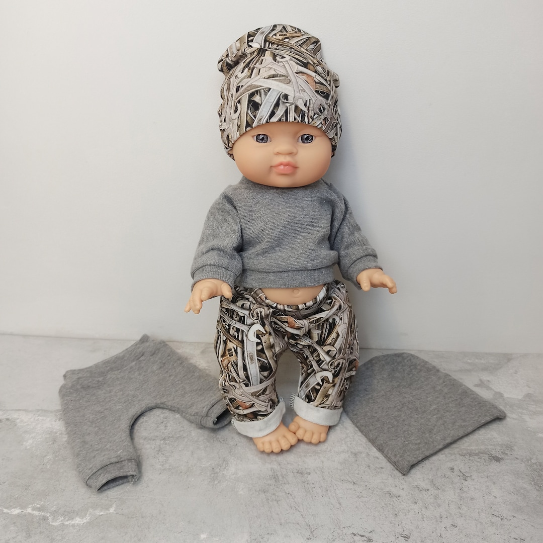 Baby Born Boy Doll Outfit Gray, Cotton Doll Outfit, 34-43 Cm Doll Set ...