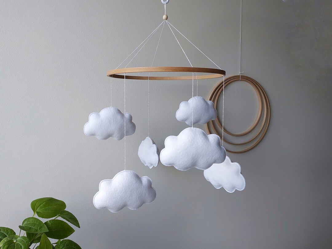 Cloud Baby Mobile Crib Mobile Musical Nursery Baby Mobile Neutral Felt ...