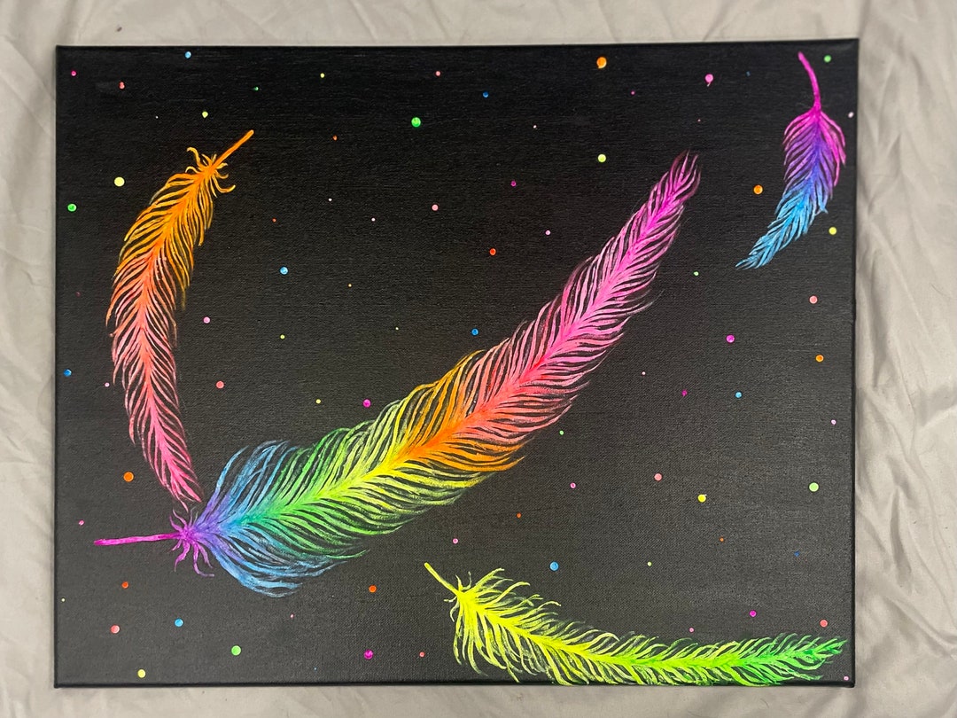 Feather Blacklight Painting - Etsy