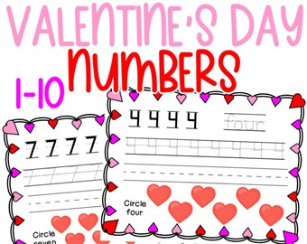 Valentine's Day Number Worksheet for Kindergarten and Preschool - Etsy