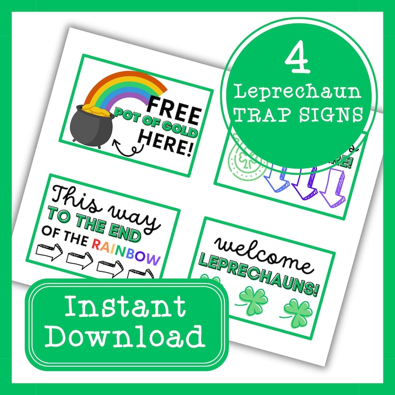 Printable Leprechaun Trap Signs | St. Patrick's Day Pot of Gold ...
