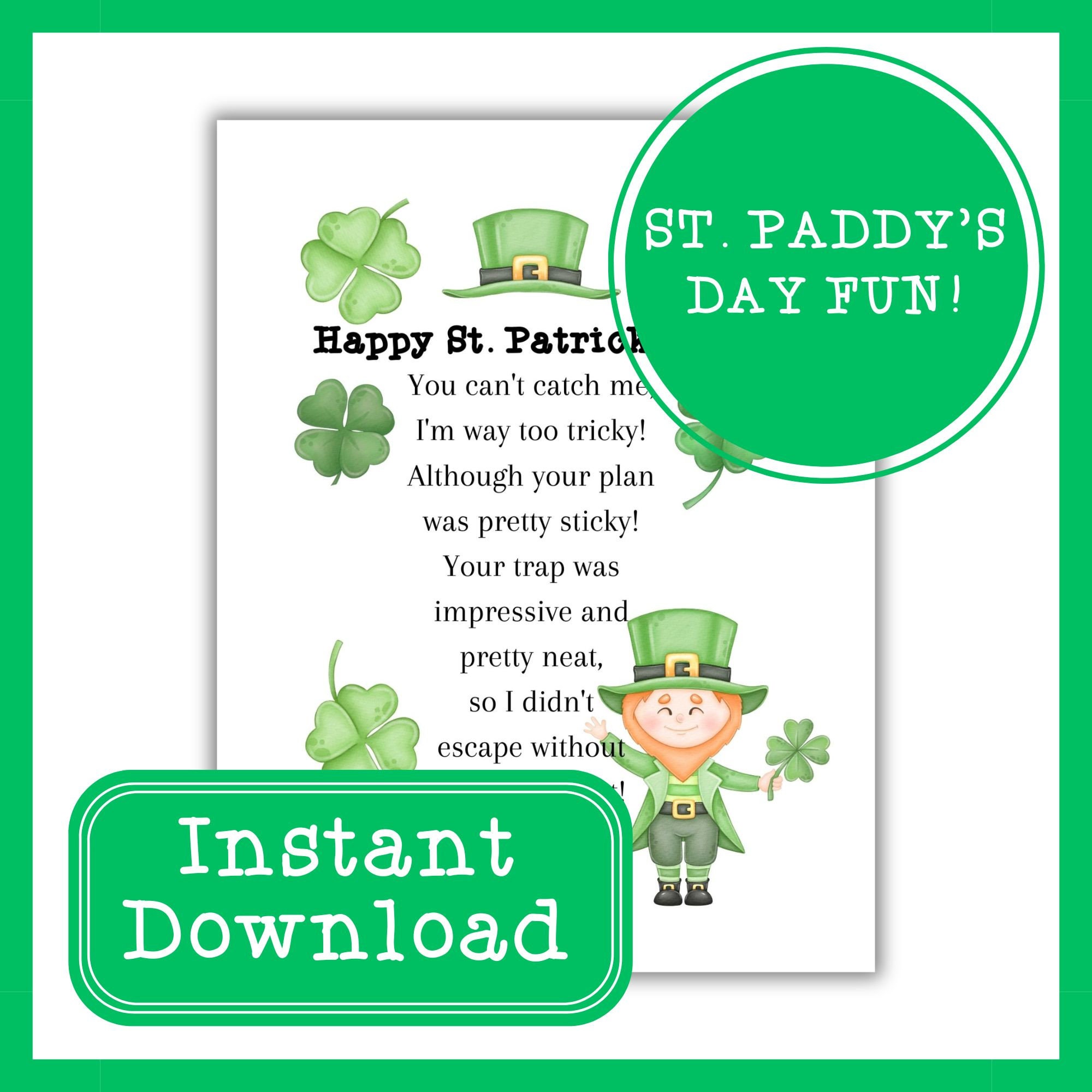 Printable Leprechaun Letter to Child | Leprechaun Trap | Fun St Patrick ...