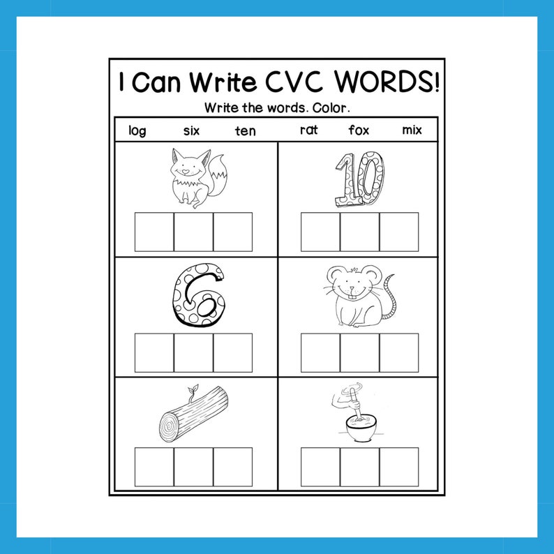 CVC Words Kindergarten Worksheet Printable | Simple Words Phonics ...