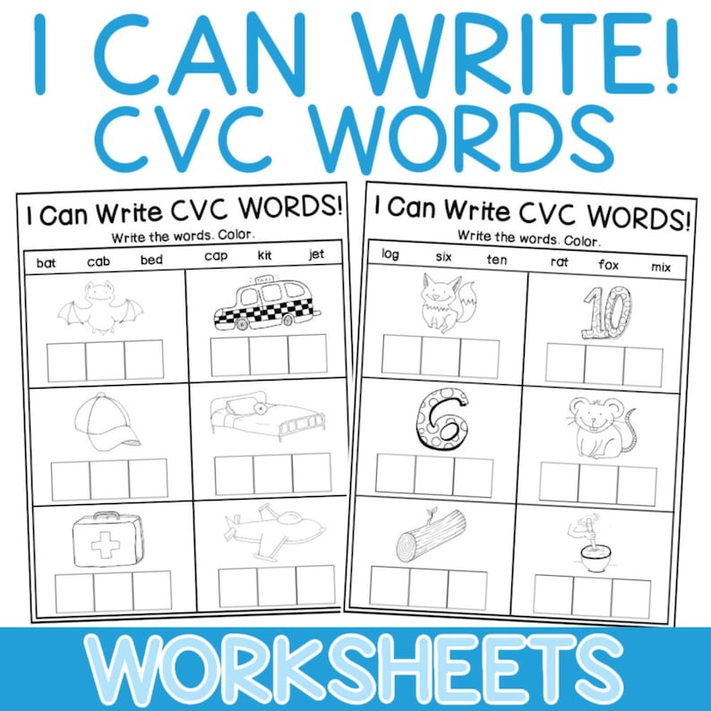 CVC Words Kindergarten Worksheet Printable | Simple Words Phonics ...