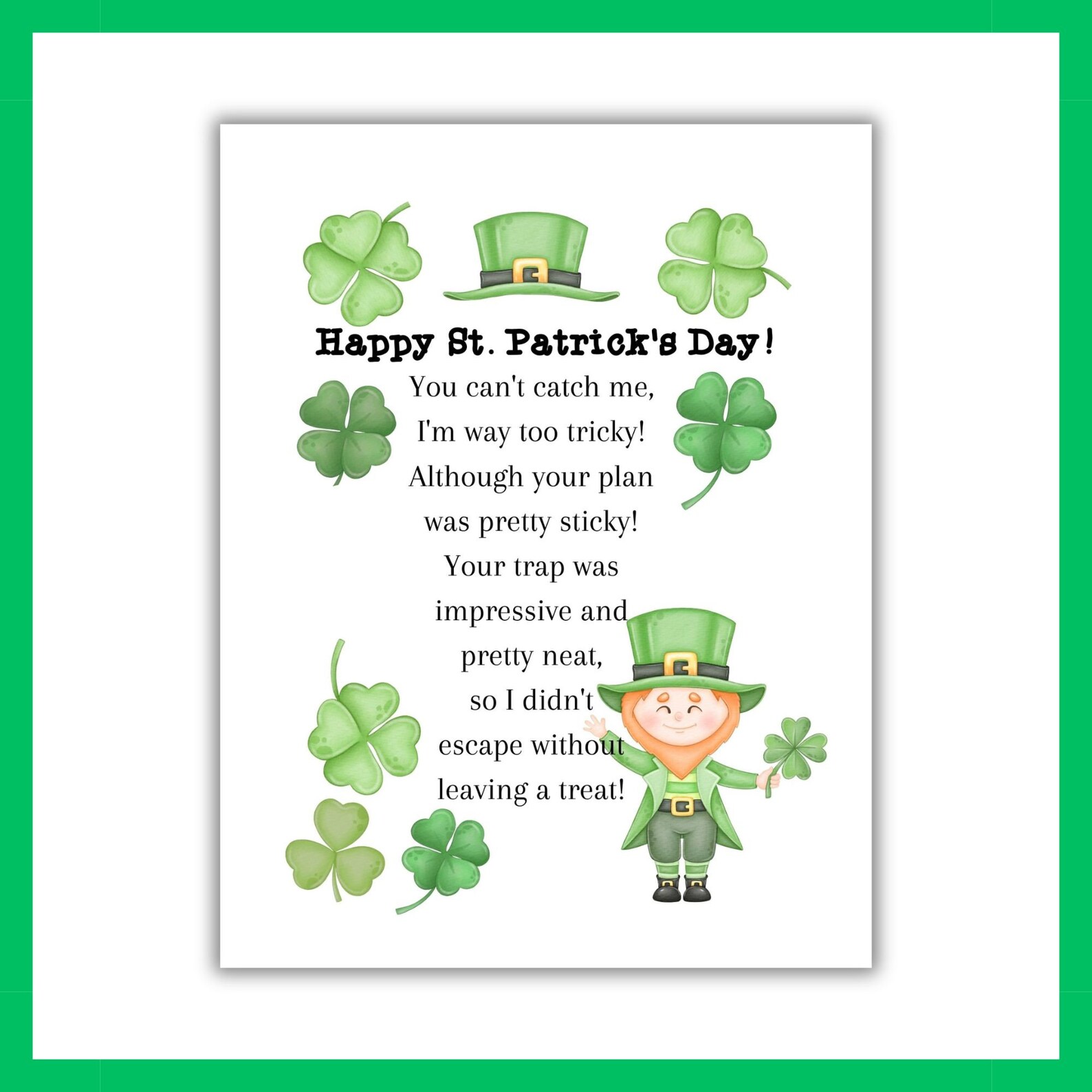 Printable Leprechaun Letter to Child | Leprechaun Trap | Fun St Patrick ...