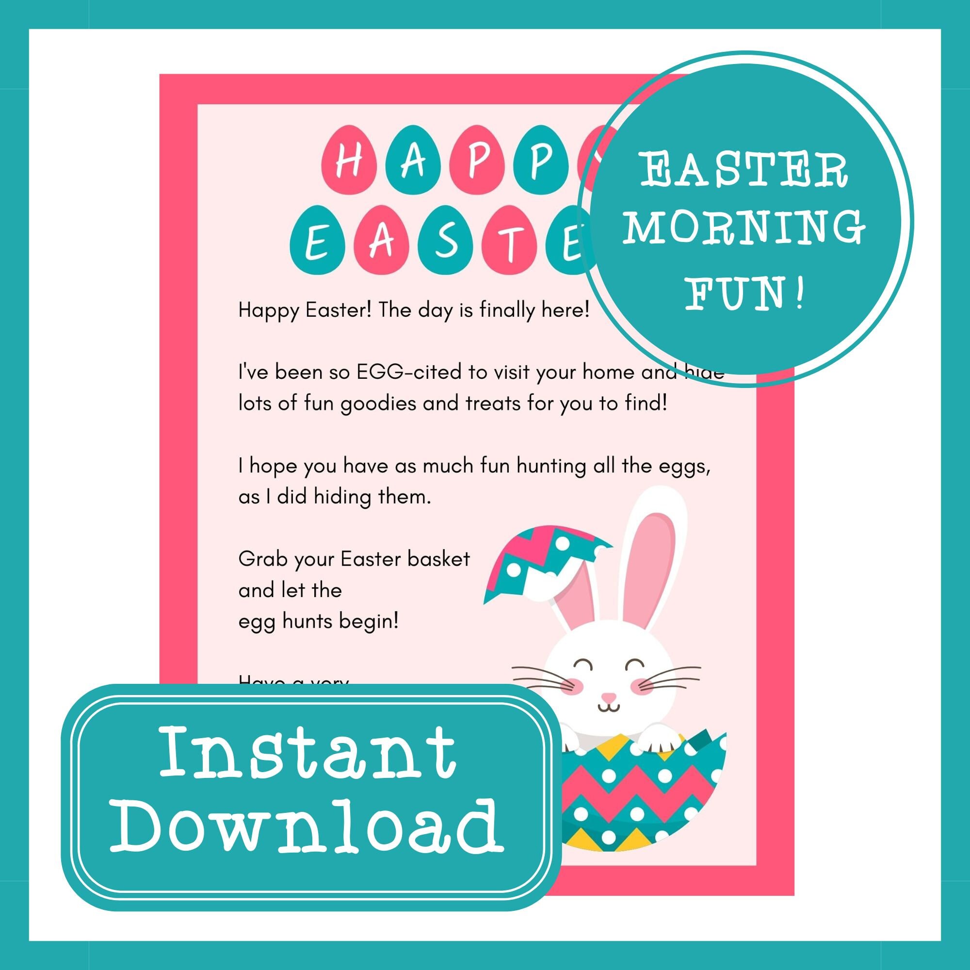 Easter Bunny Note Printable Letter Easter Morning Special Note Easter ...