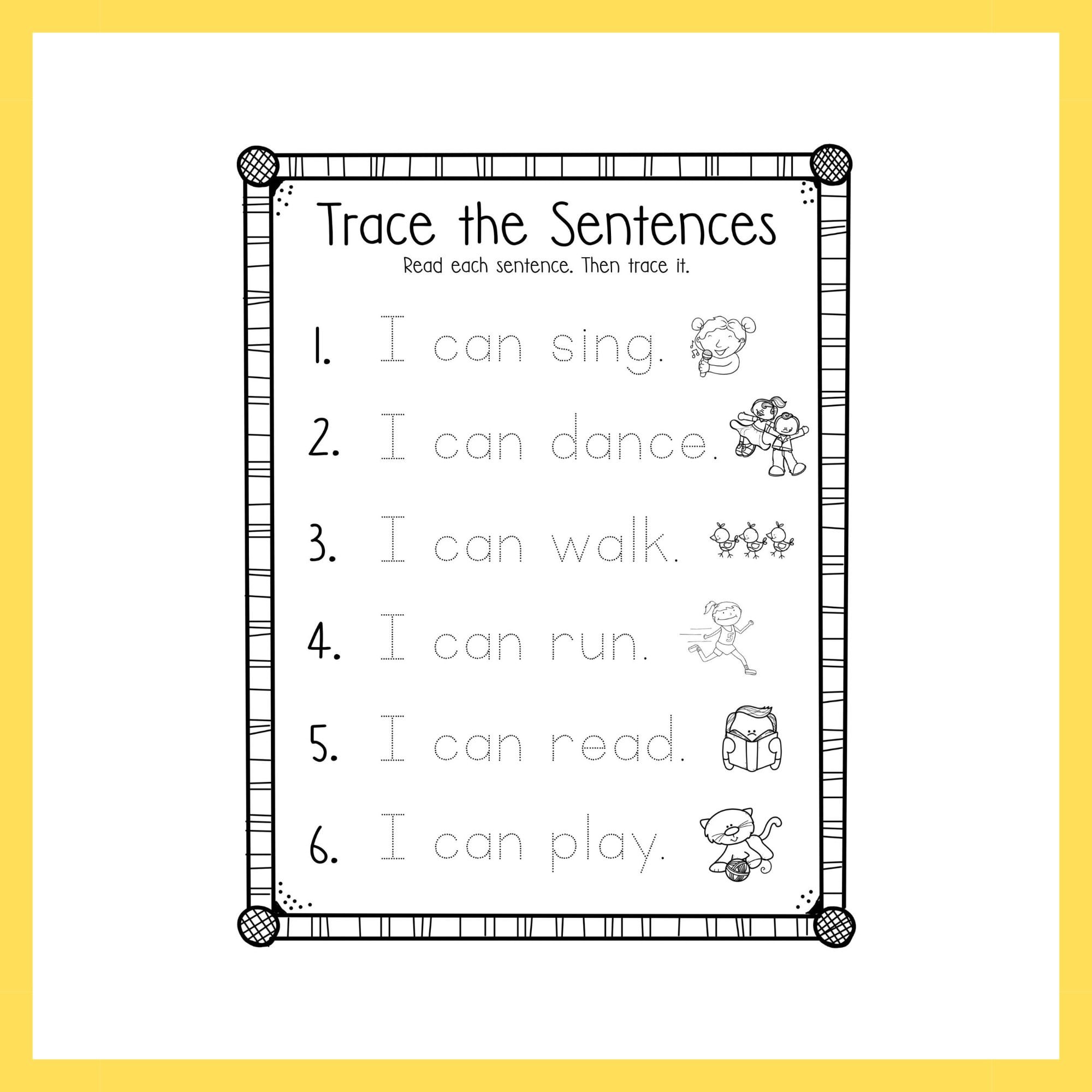 Trace Sentences Worksheets Printable Download | Sentence Tracing ...