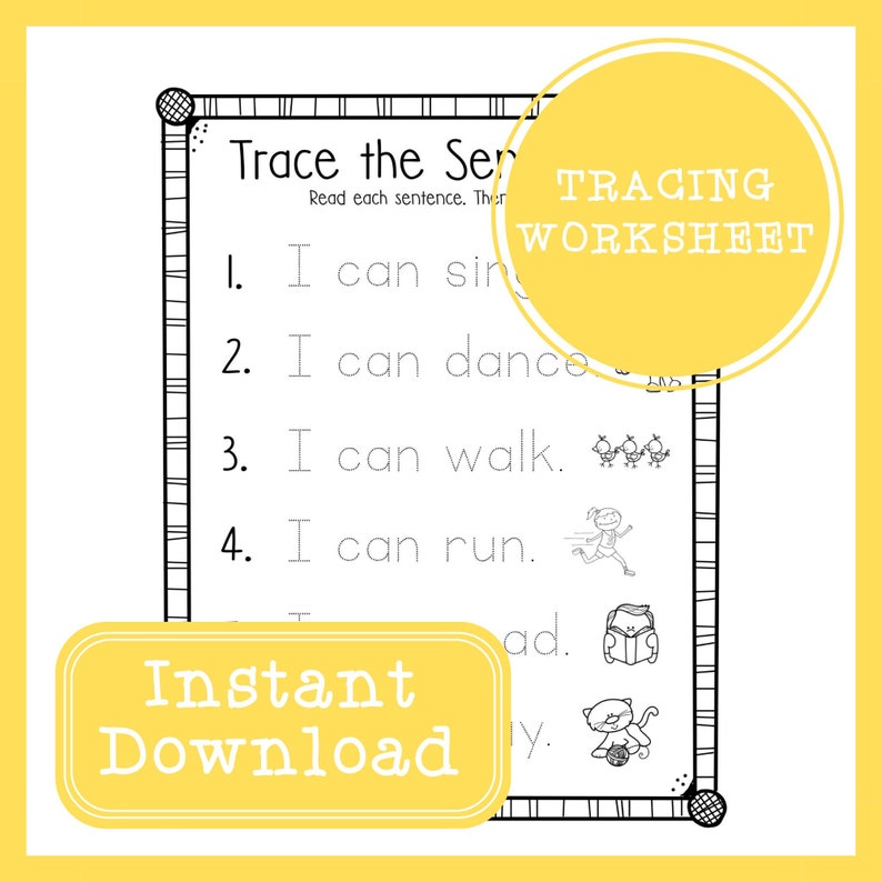 Trace Sentences Worksheets Printable Download | Sentence Tracing ...