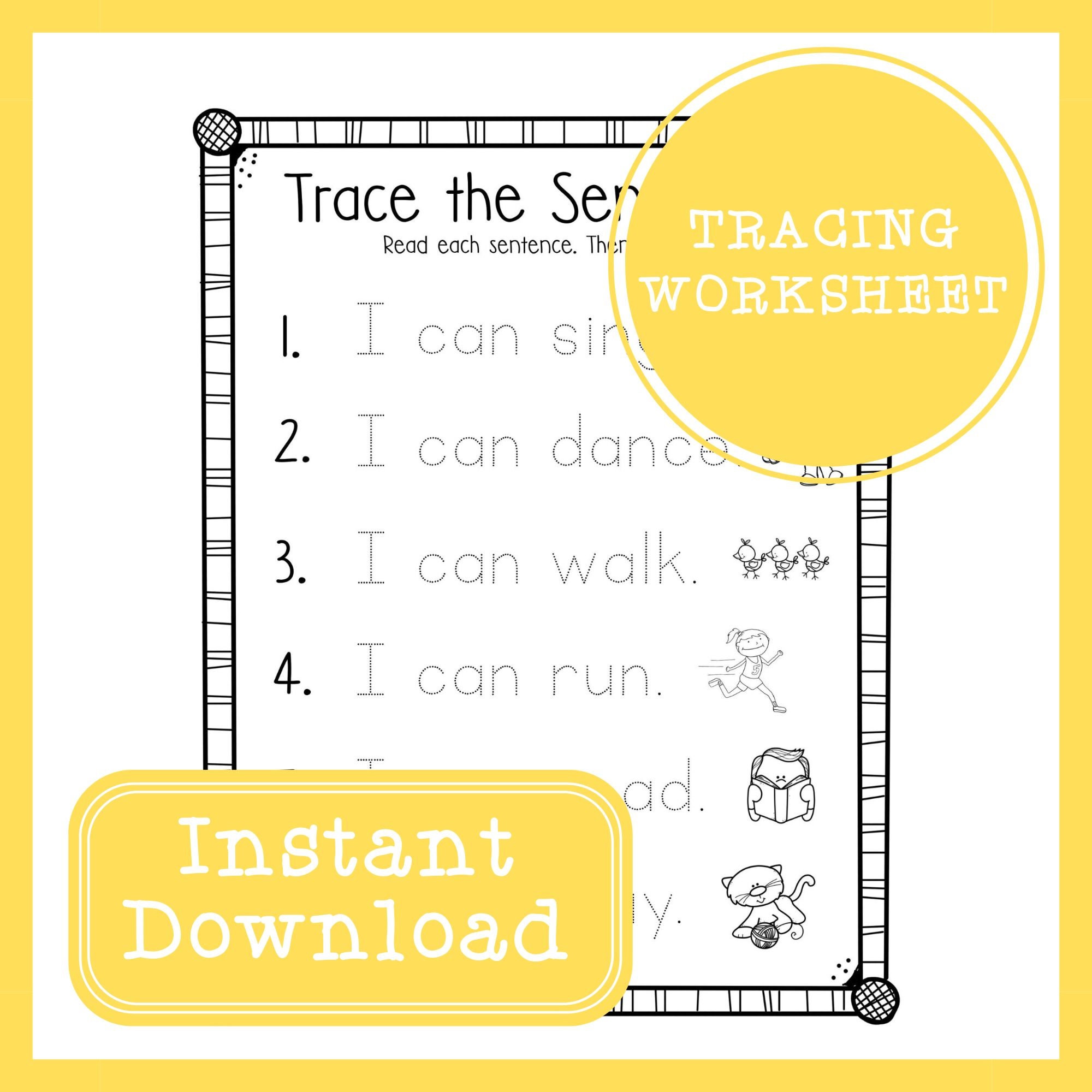 Trace Sentences Worksheets Printable Download | Sentence Tracing ...