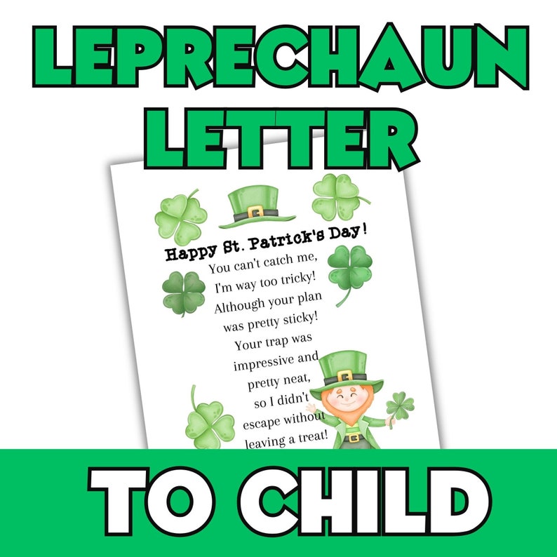 Printable Leprechaun Letter to Child | Leprechaun Trap | Fun St Patrick ...