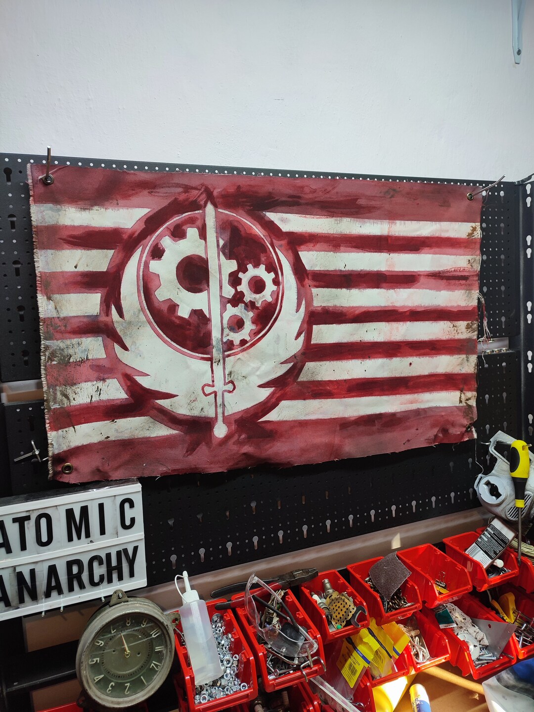 Brotherhood of Steel. Fallout Flag Postapocaliptic Style Handpainted to ...