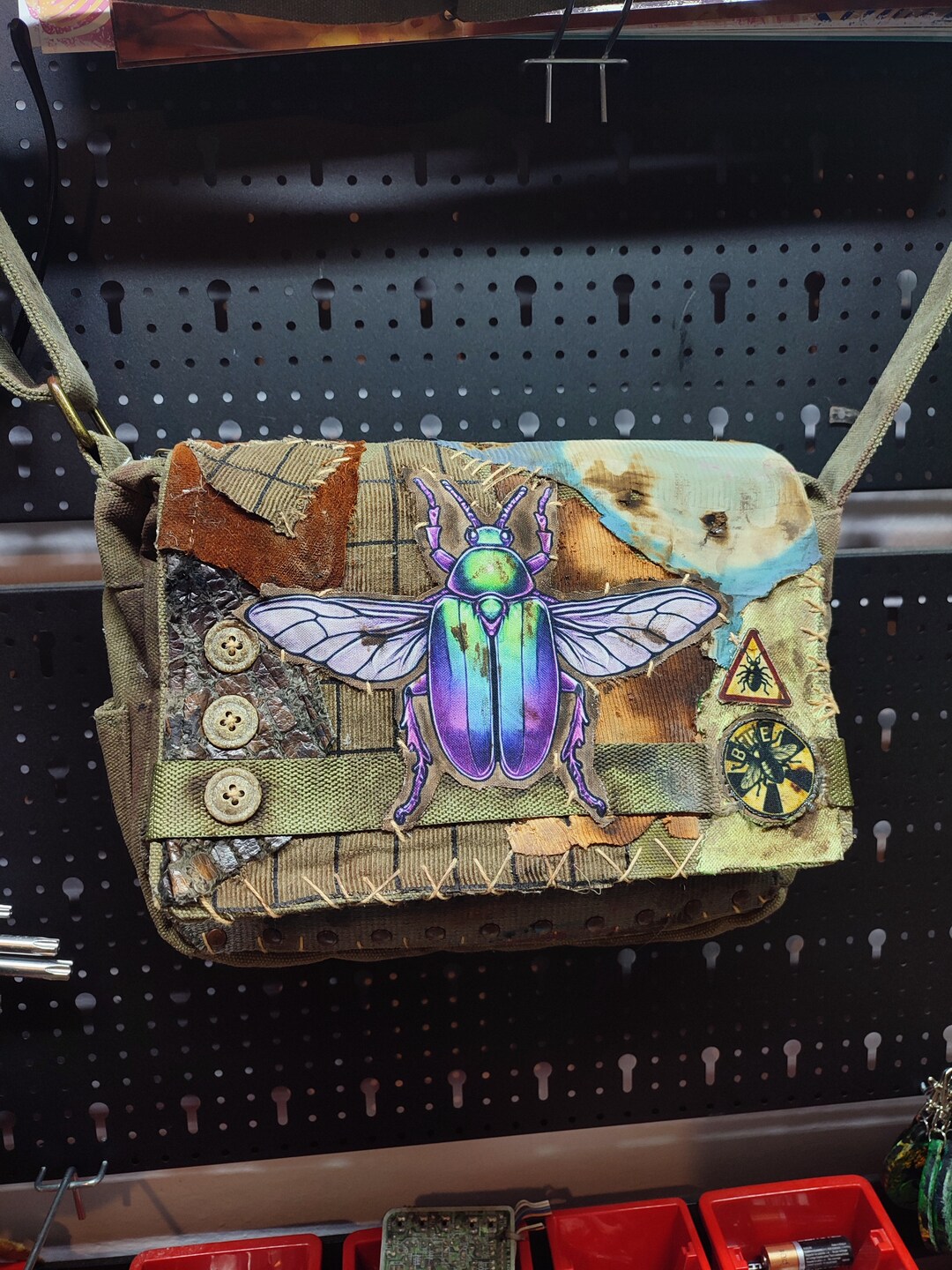 Postapocalyptic Style Pouch Bag Crossbody. Hand Painted. for Warriors ...