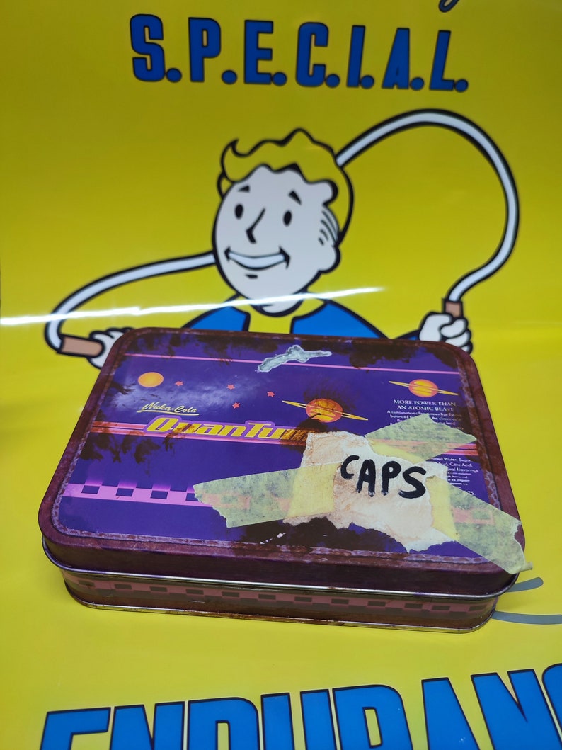 20 Caps and Container FALLOUT Themed BOX bunch of Random Fallout ...