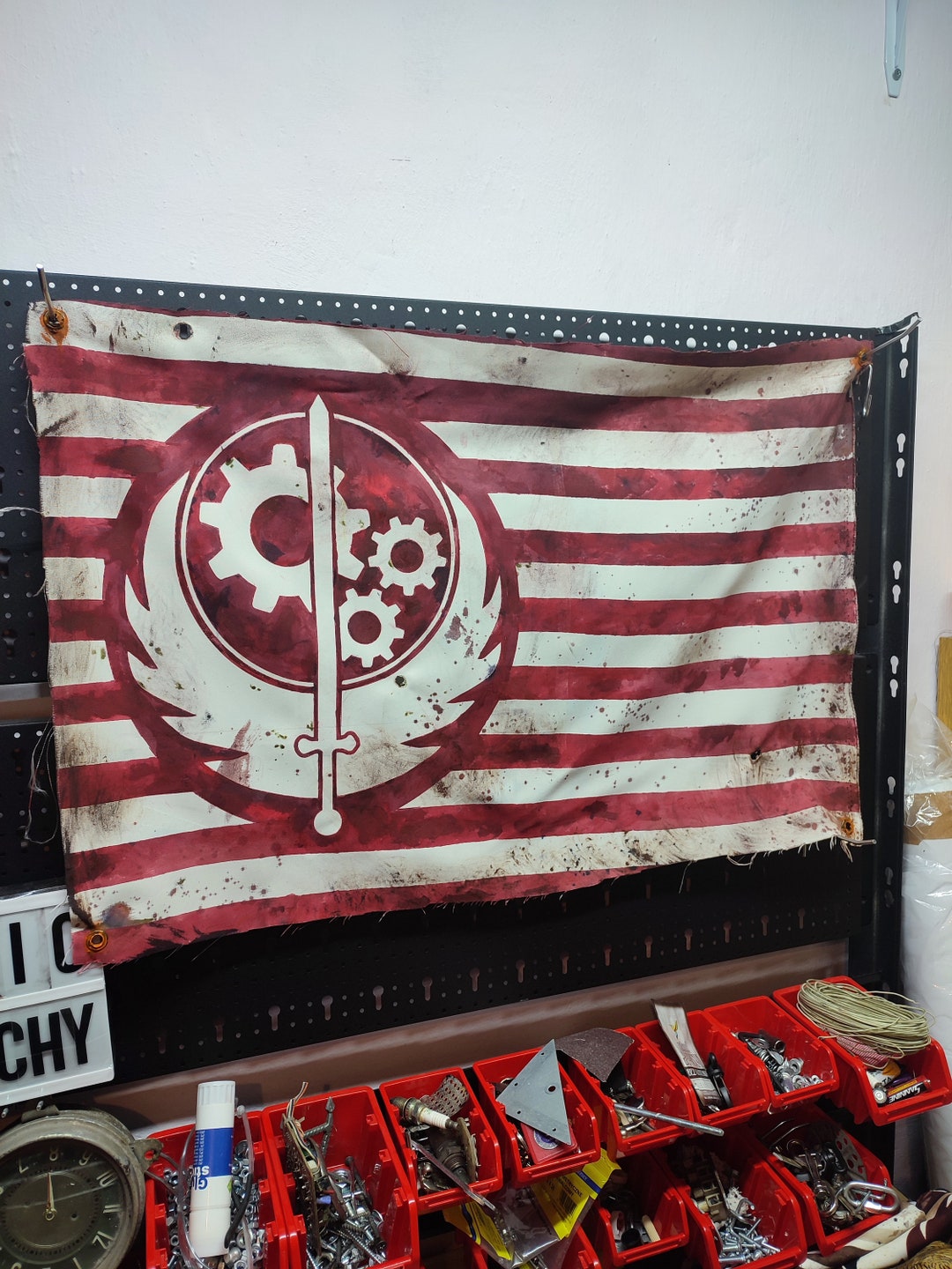 Brotherhood of Steel. Fallout Flag Postapocaliptic Style Handpainted to ...