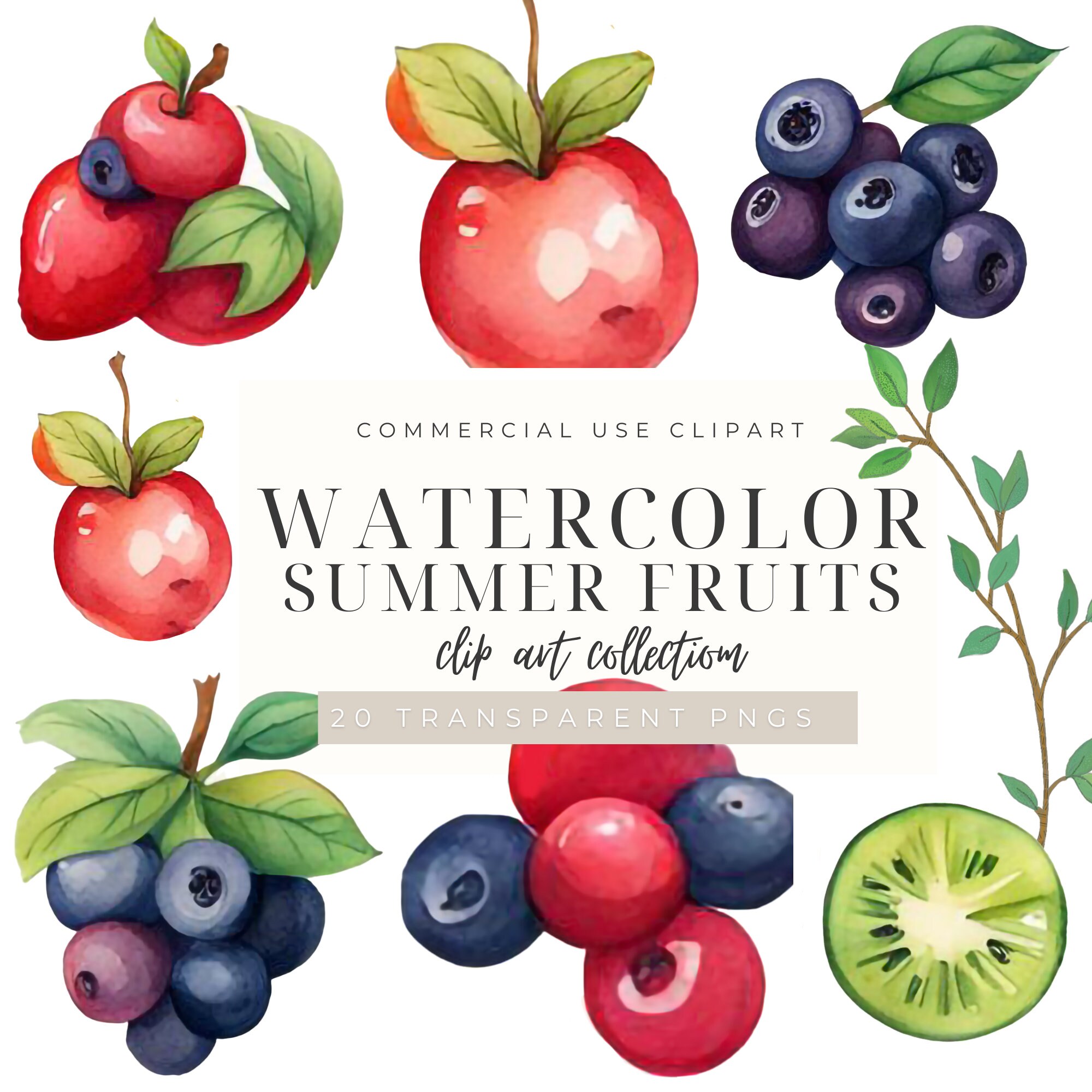 Watercolor Summer Fruits - Etsy