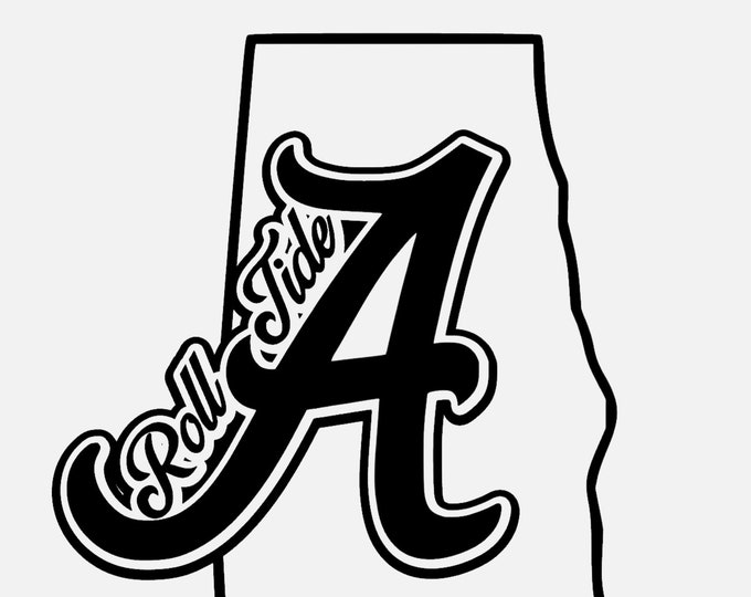 Alabama State Outline With Roll Tide | Alabama Love Svg - Etsy