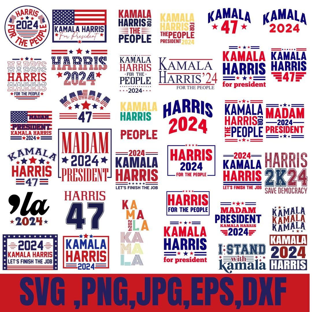 55kamala Harris 2024 Svg Bundle | Kamala Harris Shirt Svg | Harris Tim ...