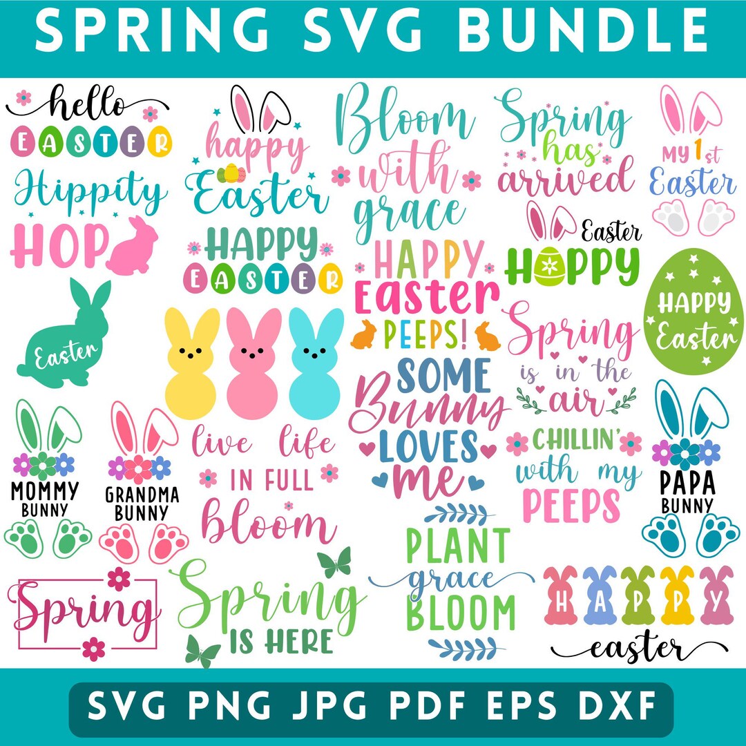 Spring Svg Bundle, Easter Svg Bundle, Welcome Spring Svg, Happy Easter ...
