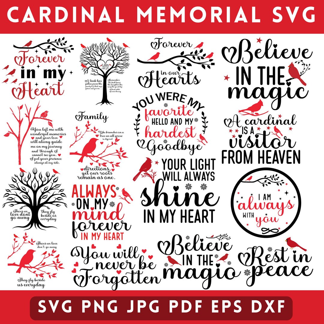 Cardinal Memorial Svg, Red Cardinal Svg, in Loving Memory Png, Memorial ...