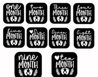 Baby Monthly Milestone Svg Bundle | Baby Announcement Svg | Birth Stats ...