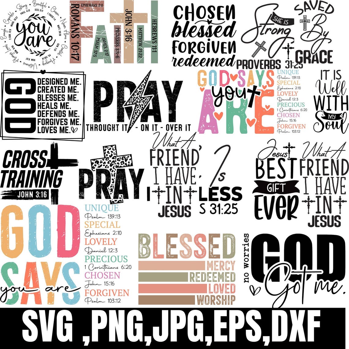 Bible Verse Svg Png Bundle | Christian Clipart | Religious Quote Svg ...