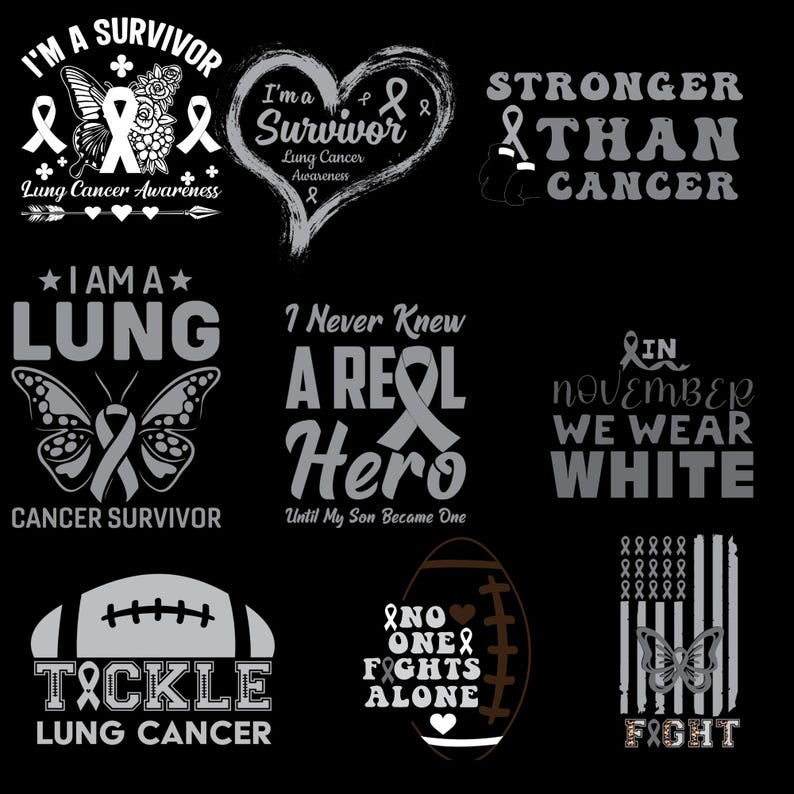 Lung Cancer Awareness SVG Bundle | White Ribbon Cricut Design | Fight ...