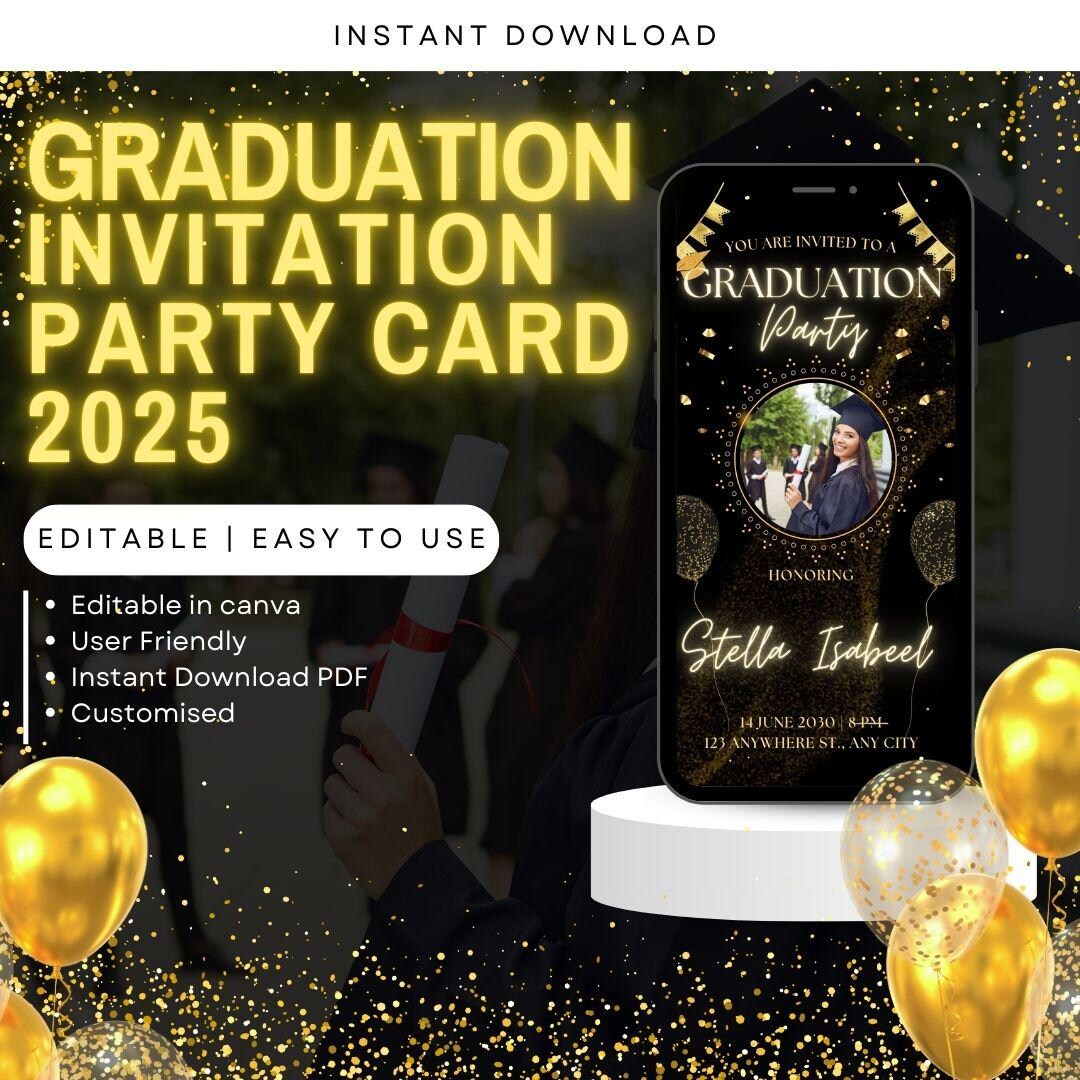 Editable Graduation Party Invitation | Unique Grad Invites E-flyer ...