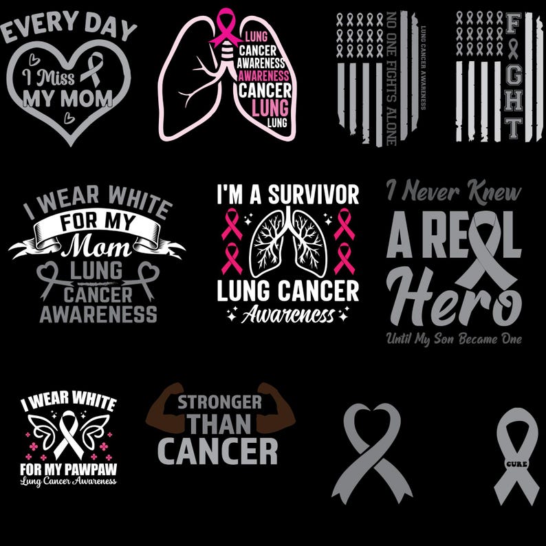 Lung Cancer Awareness SVG Bundle | White Ribbon Cricut Design | Fight ...